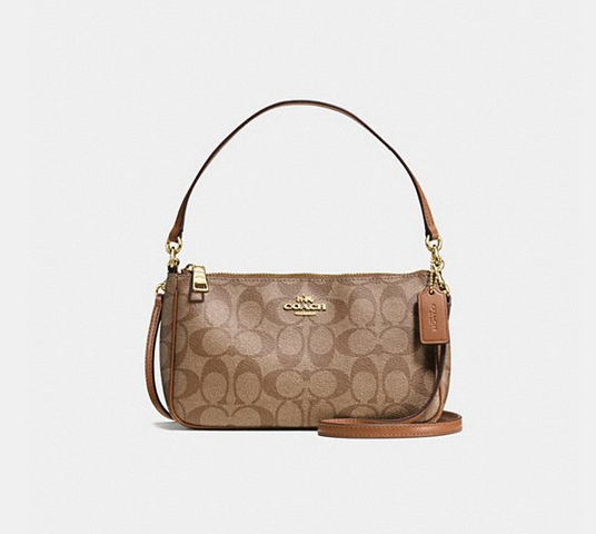 Coach F58321 Top Handle Pouch Crossbody Khaki Saddle – Balilene