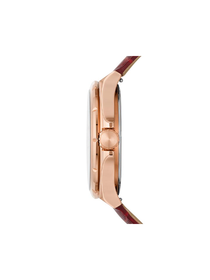 Fossil BQ2660 Evanston Automatic Red Leather Strap Watch – Balilene Fossil BQ2660 Evanston Automatic Red Leather Strap Watch – Balilene