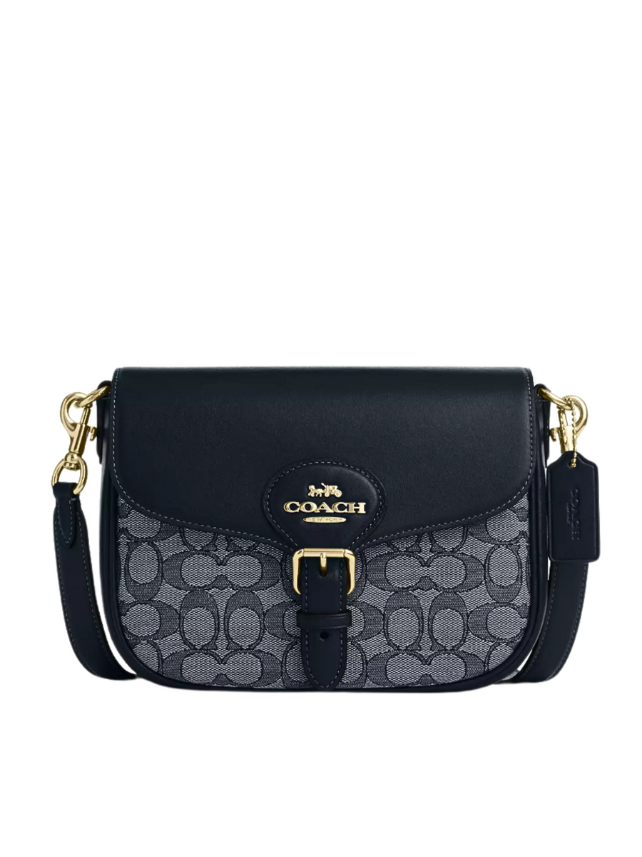 Coach Amelia Saddle Bag In Signature Jacquard Midnight Navy – Balilene