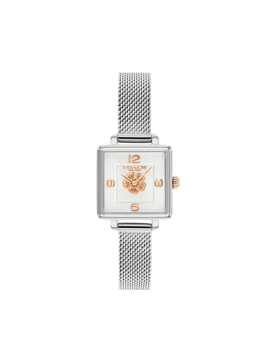 Coach Cass With Floral Logo Stainless Steel Watch Silver – Balilene