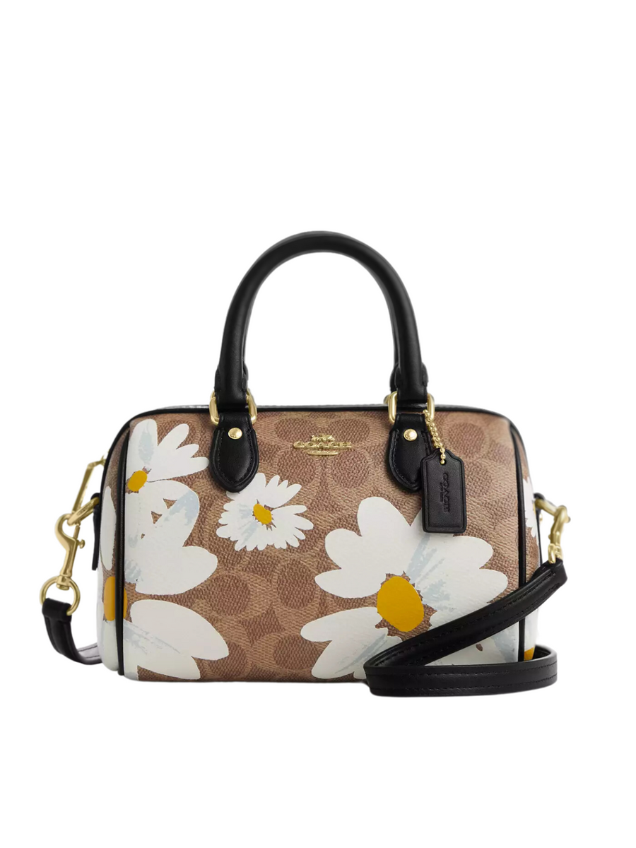 Coach Mini Rowan Crossbody Bag In Signature Canvas With Floral Print T ...