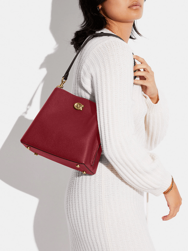 Coach Willow Bucket Bag In Colorblock Brass/Cherry – Balilene