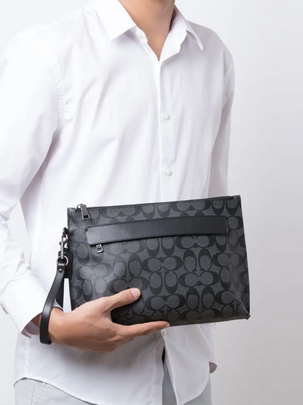 Coach F29508 Carryall Pouch In Signature Canvas Charcoal Black – Balilene