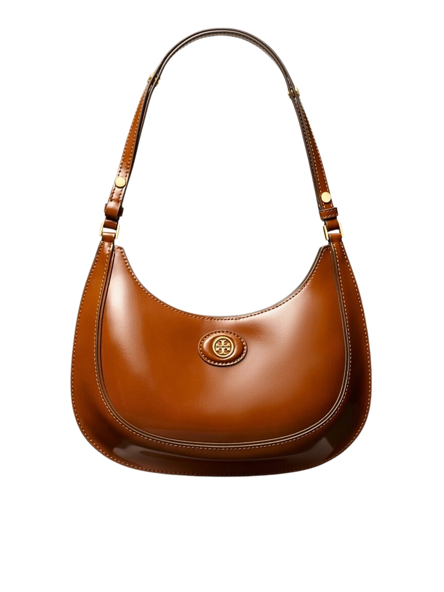 Tory Burch Robinson Spazzolato Convertible Crescent Bag Dark Sienna ...