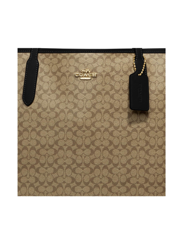 Coach City Tote Bag In Micro Signature Canvas Khaki/Black – Balilene