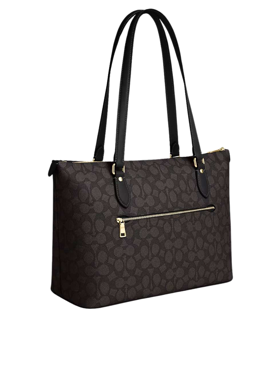 Coach Gallery Tote In Signature Canvas Walnut/Black – Balilene
