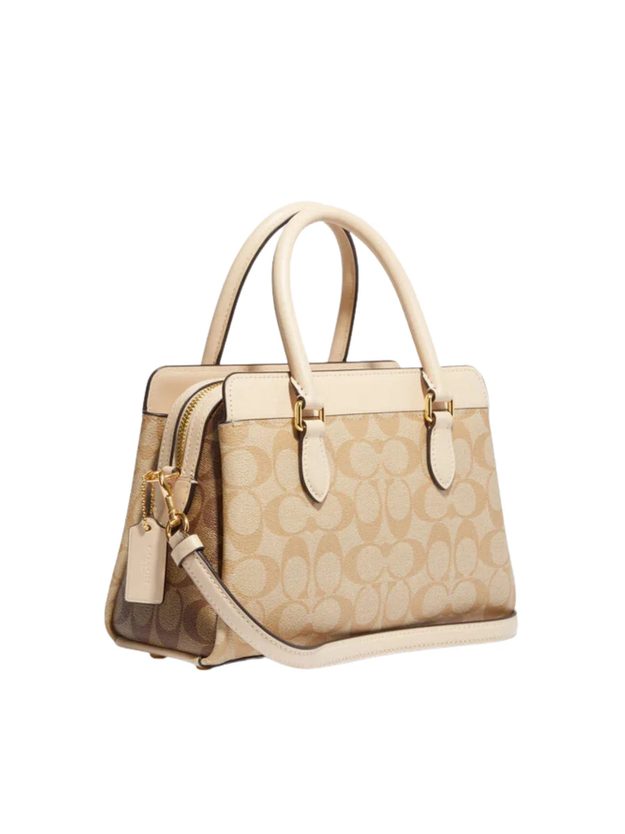 Coach Mini Darcie Carryall Signature Colorblocked Light Khaki Multi ...