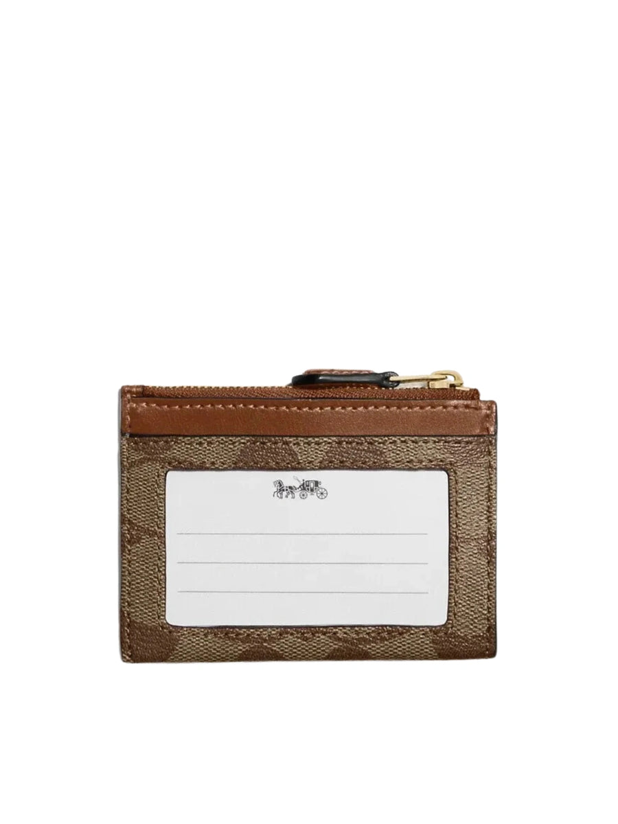 Coach Mini Skinny ID Case In Signature Canvas Khaki/Brown Saddle – Balilene