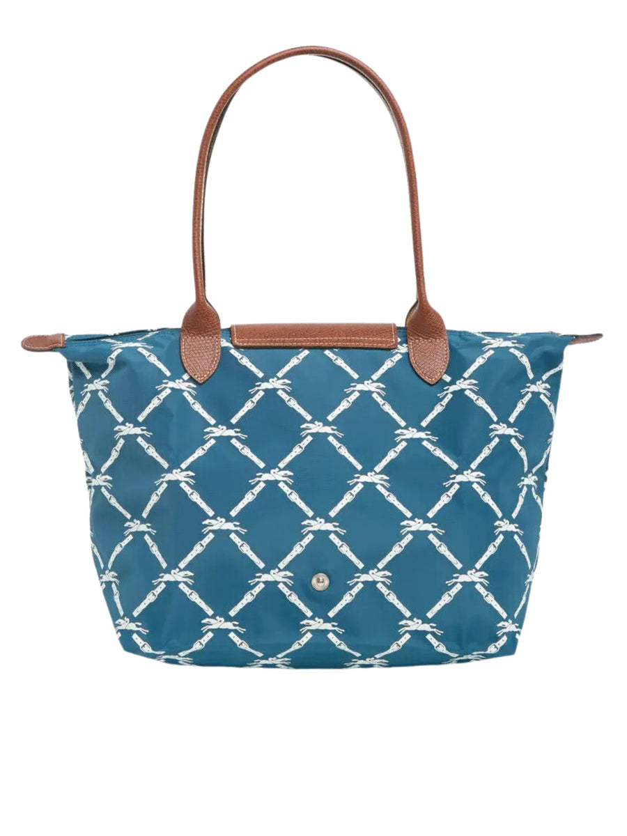 Longchamp Le Pliage Lattice Logo Horse Print Medium Shoulder Bag Peaco ...