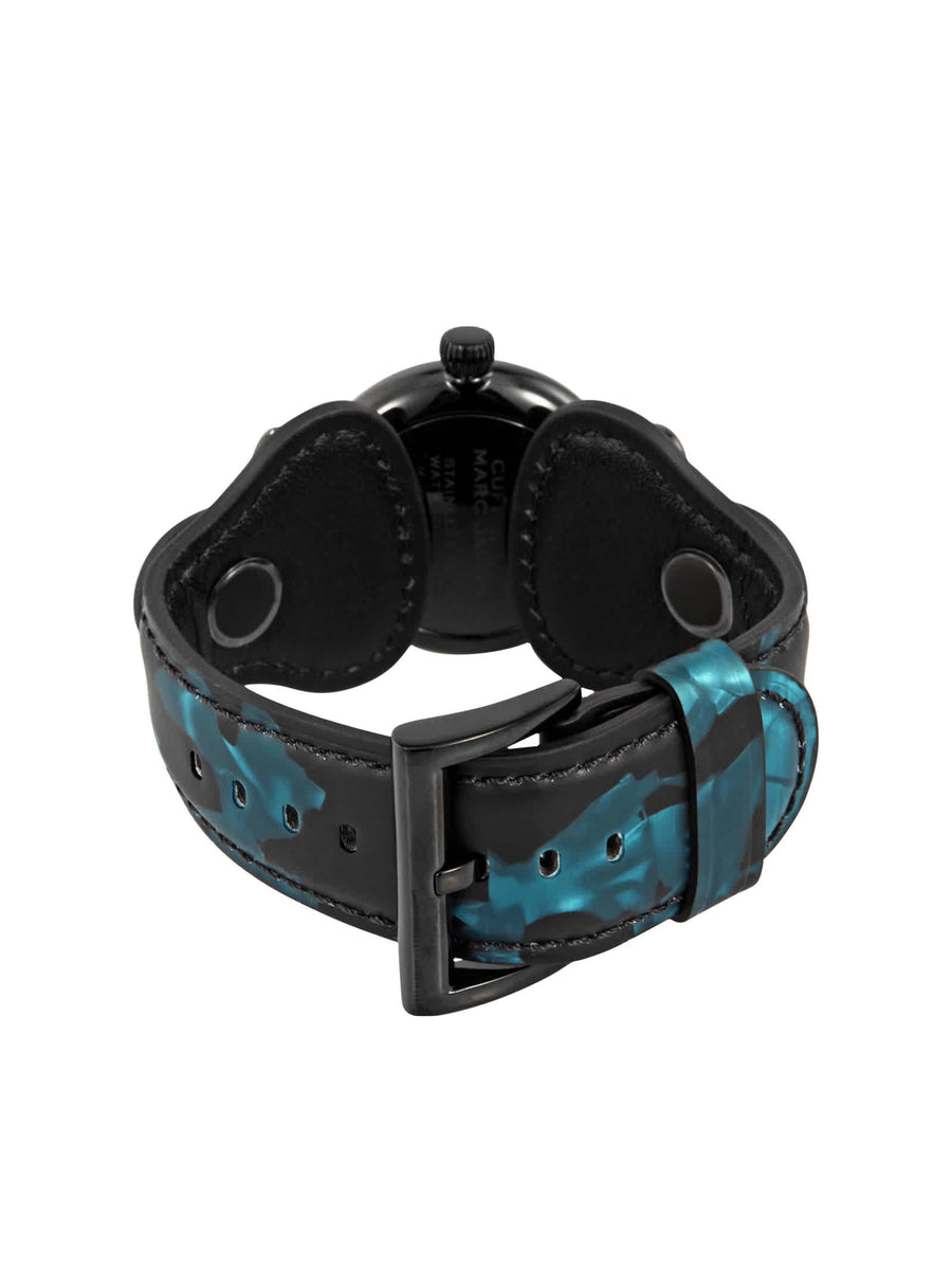 Marc Jacobs The Cuff Quartz Leather Strap Watch Black / Dark Teal ...
