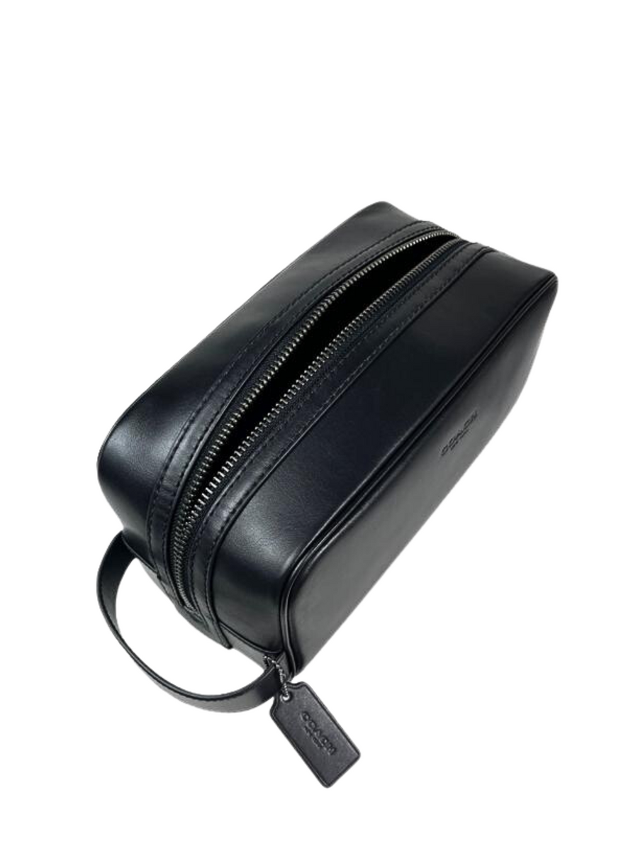 Coach Leather Large Travel Kit Pouch Bag Black – Balilene