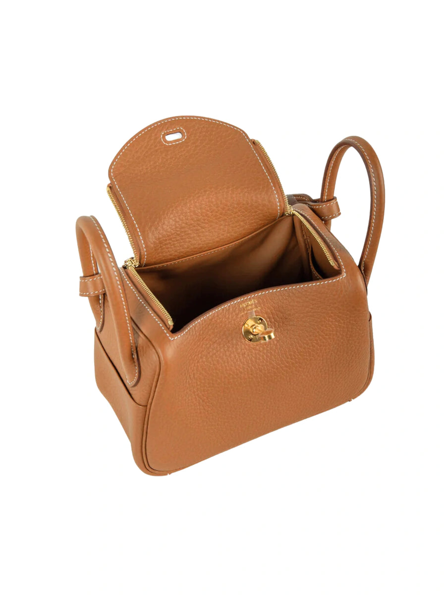 Hermes Mini Lindy Gold Clemence GHW – Balilene