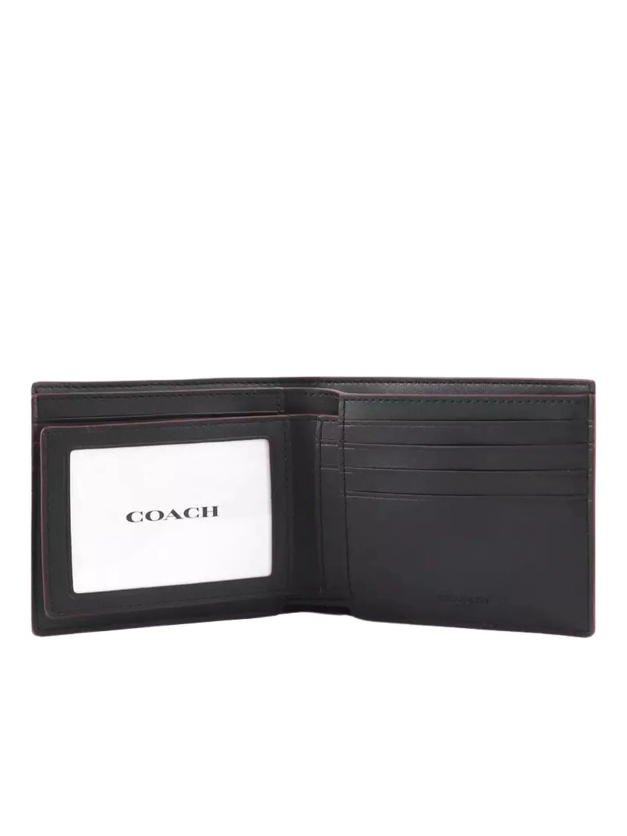 Coach 25519 Compact ID Wallet Signature PVC Black/Oxblood – Balilene