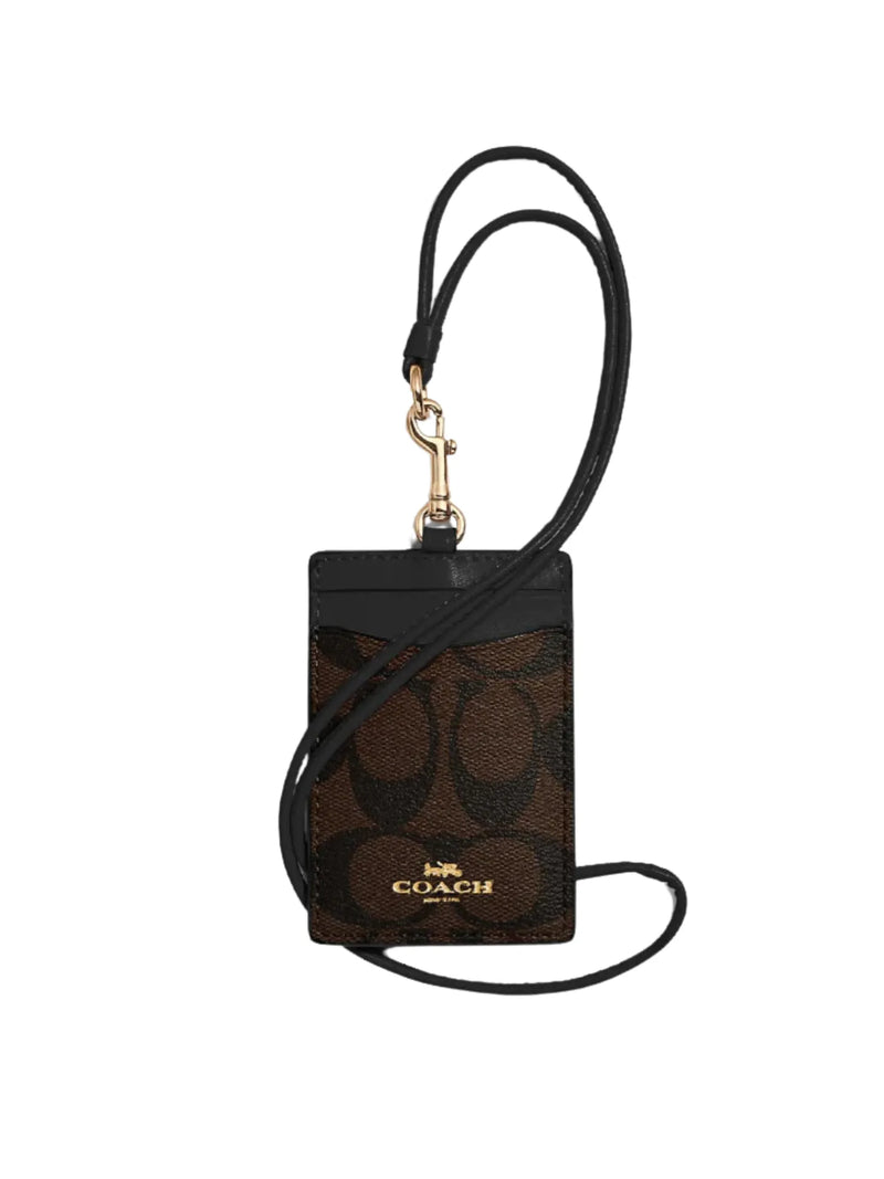 Coach ID Lanyard In Signature PVC Brown Black Balilene