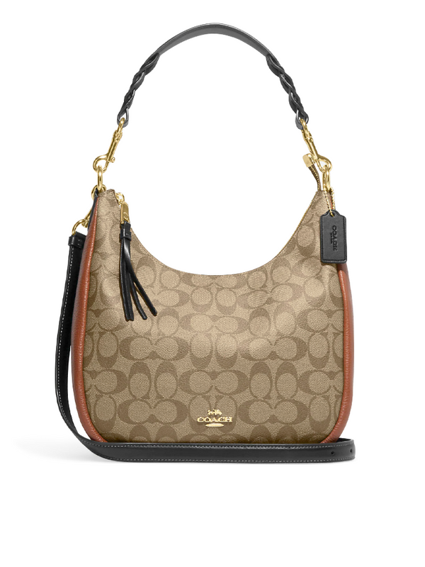 Coach Jules Hobo In Colorblock Signature Canvas Khaki Multi – Balilene