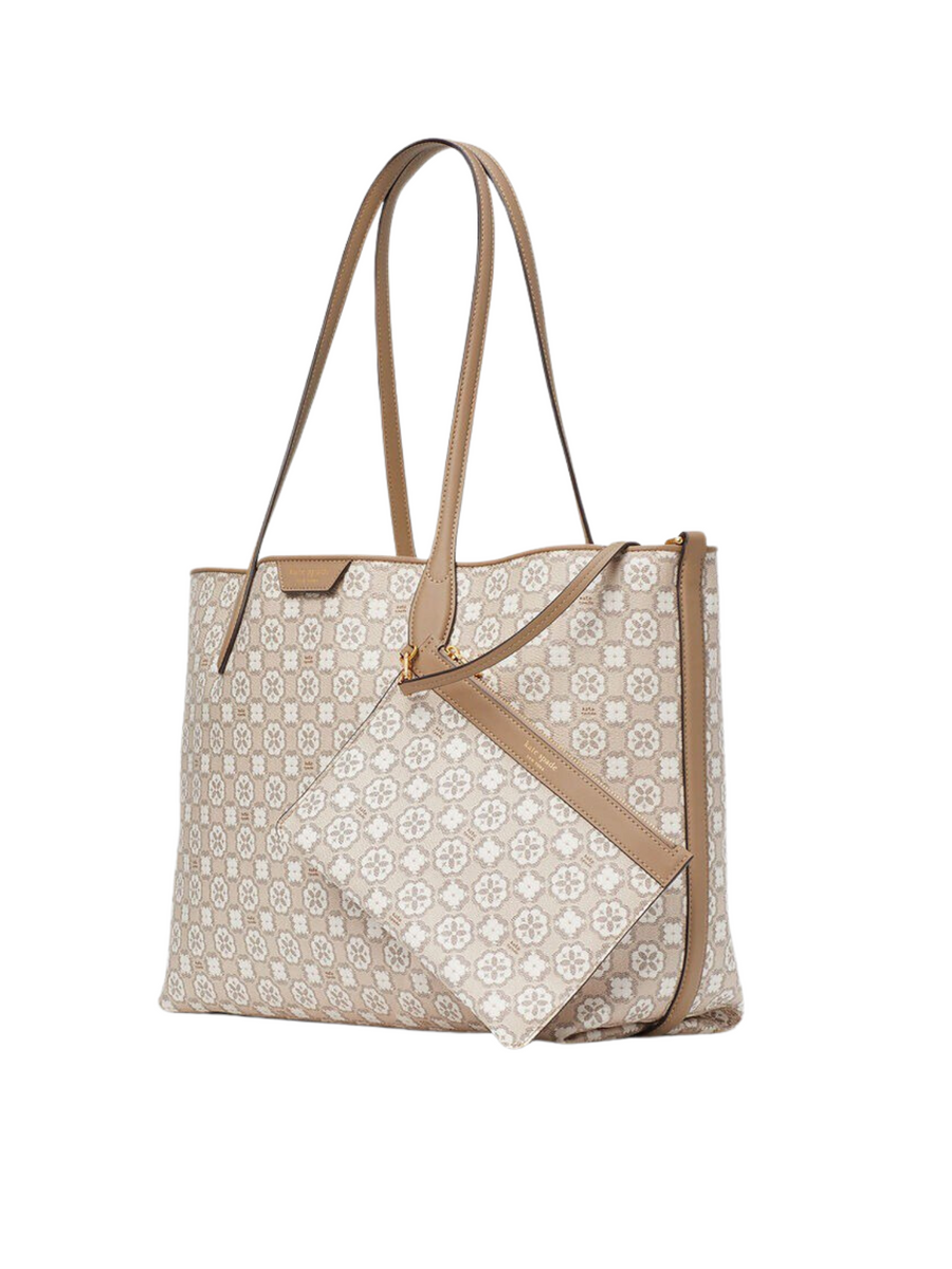Kate Spade Flower Monogram Coated Canvas Medium Tote Bag Natural Multi ...