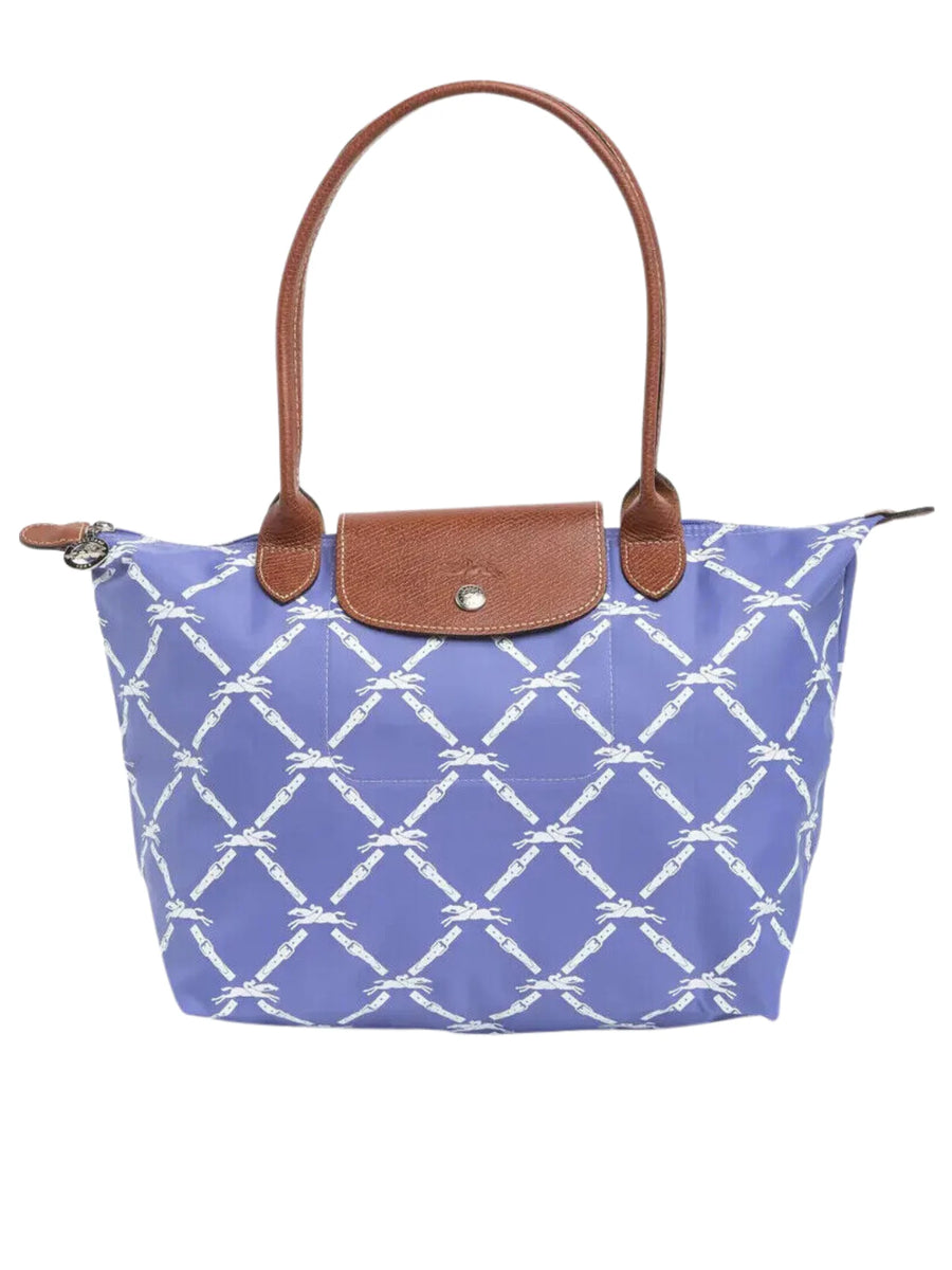 Longchamp Le Pliage Lattice Logo Horse Print Medium Shoulder Bag Lavan ...