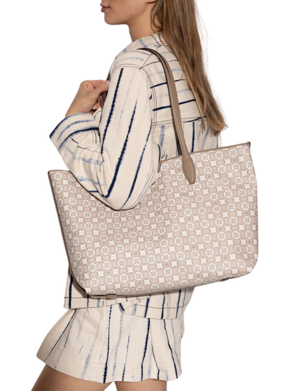 Kate Spade Flower Monogram Coated Canvas Medium Tote Bag Natural Multi ...