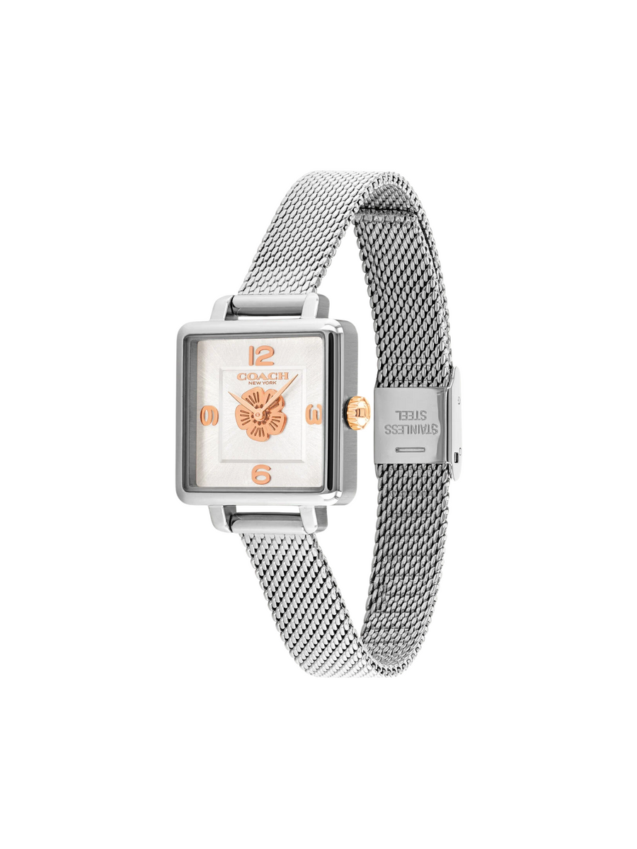 Coach Cass With Floral Logo Stainless Steel Watch Silver – Balilene