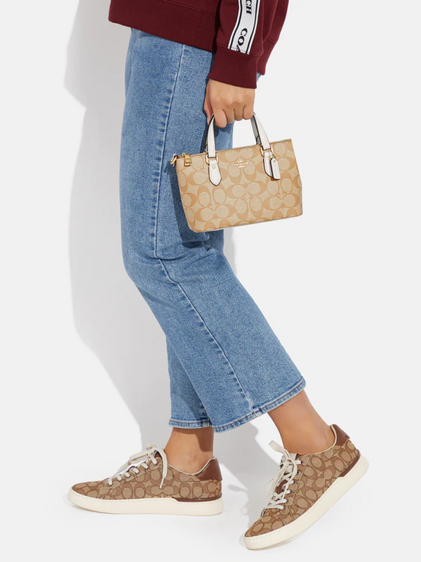 Coach Mini Gallery Crossbody in Signature Canvas in Light Khaki/ Chalk ...