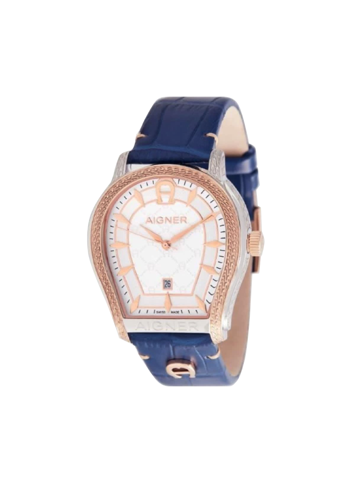 Aigner Bergamo A137106 Navy Leather Strap Watch – Balilene