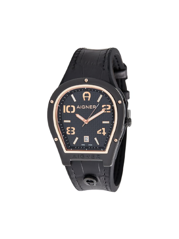 Aigner Roma Black Dial Leather Strap Watch – Balilene