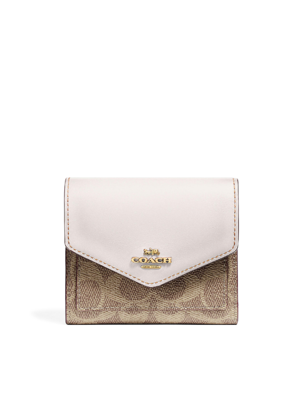 Coach Small Wallet In Colorblock Signature Canvas Tan Chalk – Balilene