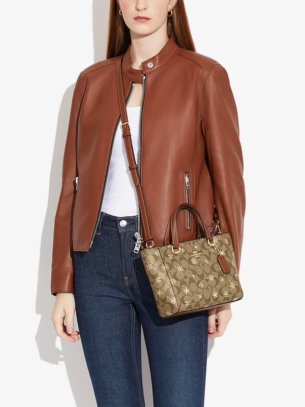 Coach Alice Satchel In Signature Canvas With Snowflake Print Khaki/Gol ...