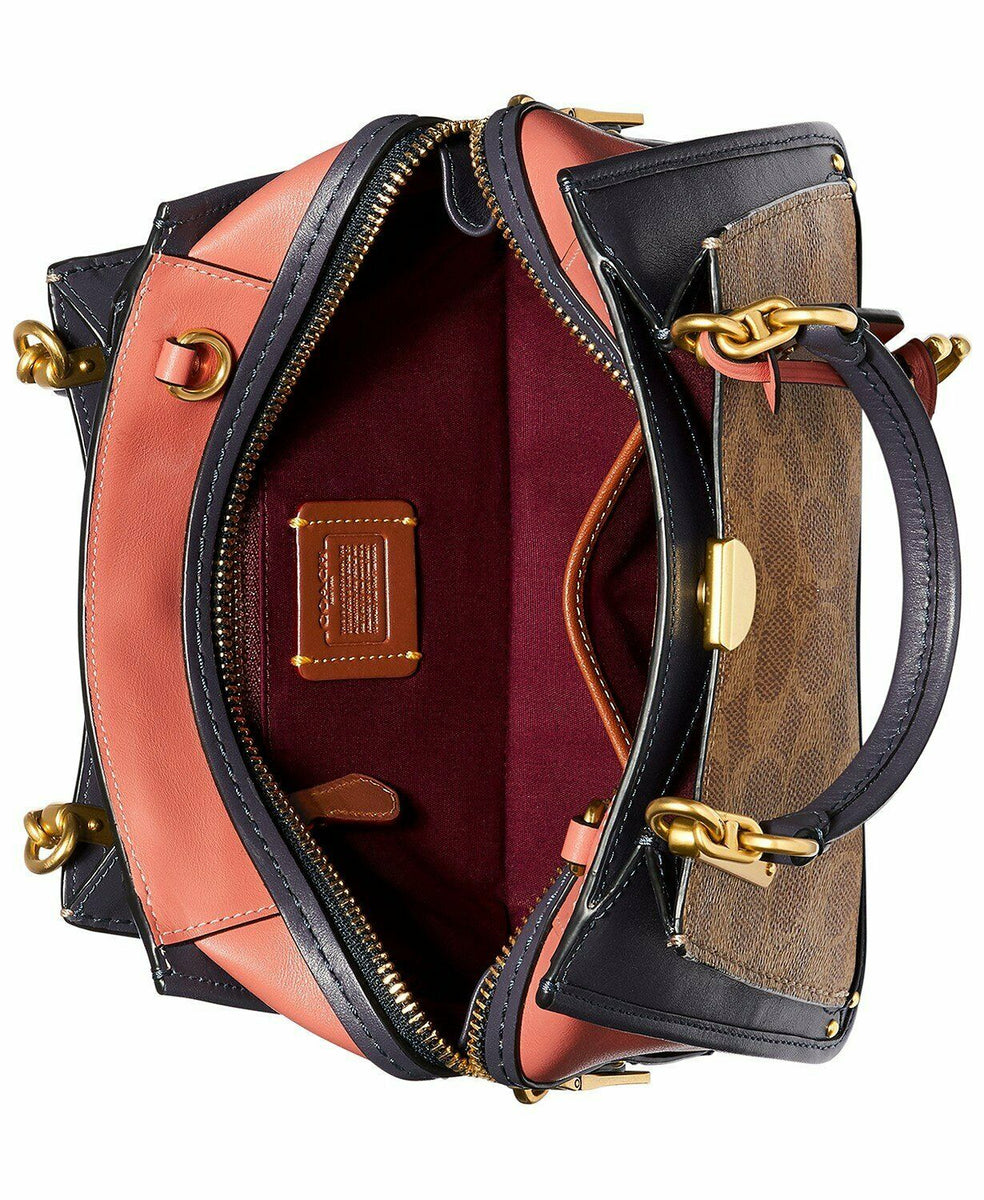 Coach 69588 Canvas Signature Colorblock Dreamer 31 Tan/peach Satchel ...