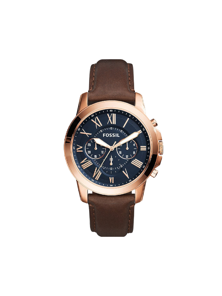 Fossil FS5068 Grant Chronograph Brown Leather Strap Watch – Balilene