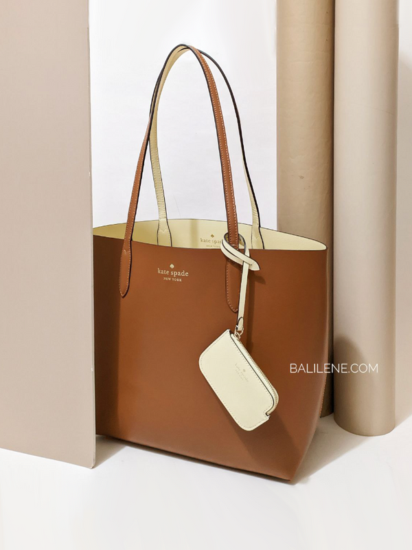Kate Spade Ava Reversible Tote Refined Grain Warm Gingerbread/Crisp Pe ...