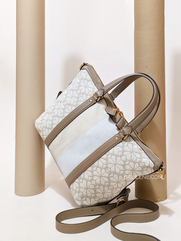 Kate Spade Flower Jacquard Stripe Faye Medium Satchel Natural Multi ...