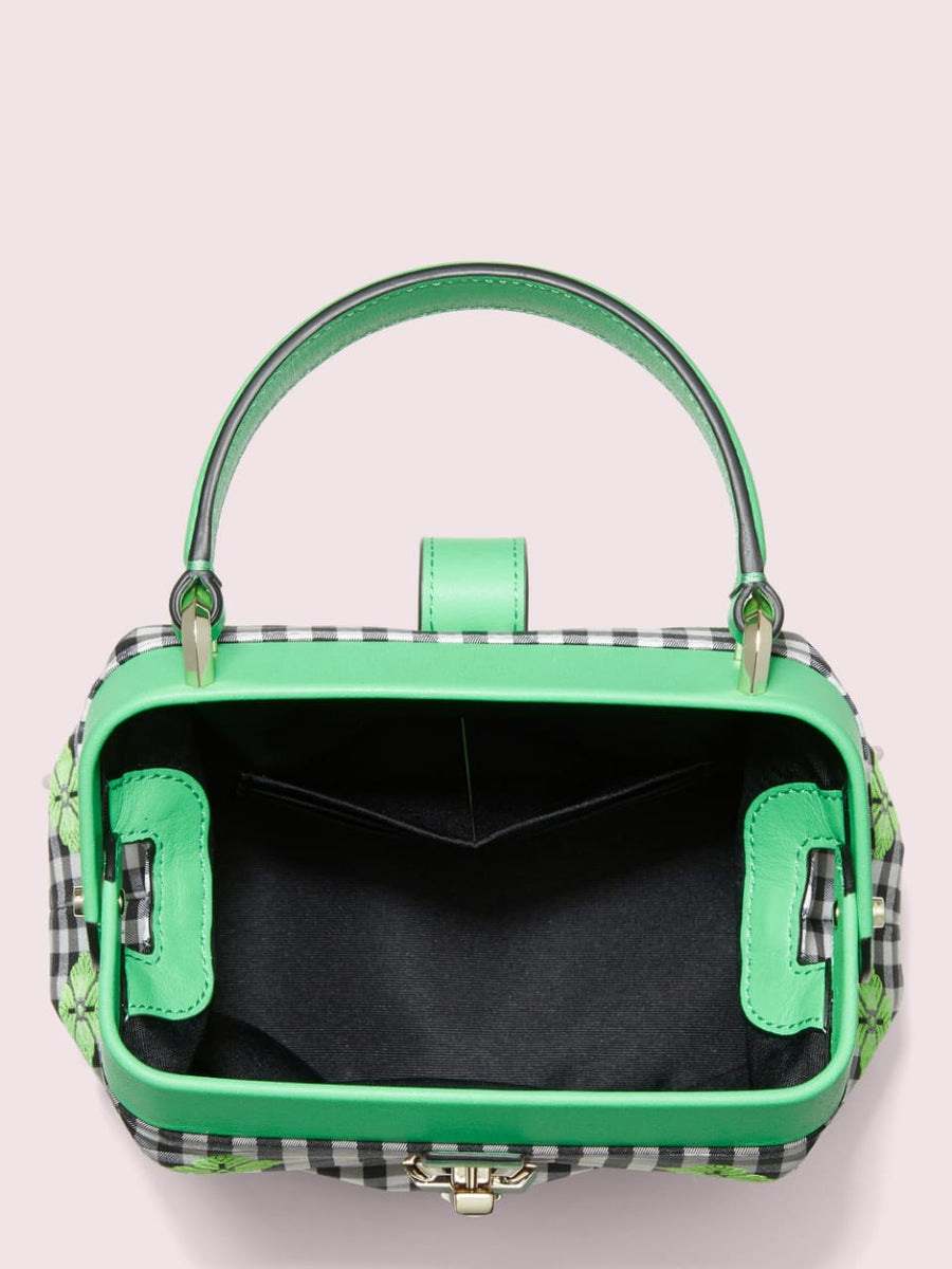 Kate Spade Pxrub372 Remedy Gingham Small Top Handle Green Multi – Balilene