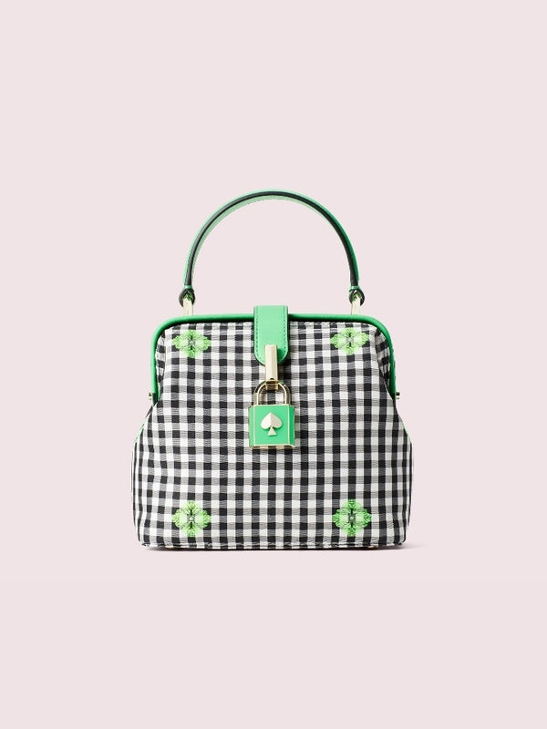 Kate Spade Pxrub372 Remedy Gingham Small Top Handle Green Multi – Balilene