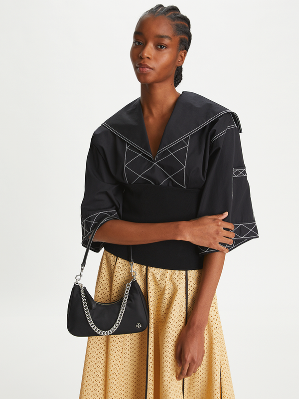 Tory Burch Mercer Small Nylon Crescent Bag Black – Balilene