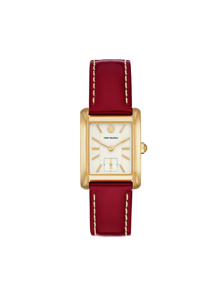Tory Burch Eleanor Red Patent Leather/Gold-Tone Stainless Steel Watch ...