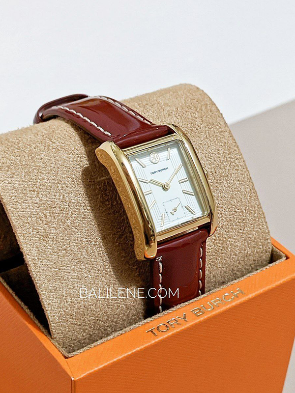 Tory Burch Eleanor Red Patent Leather/Gold-Tone Stainless Steel Watch ...