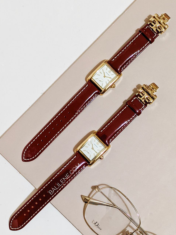 Tory Burch Eleanor Red Patent Leather/Gold-Tone Stainless Steel Watch ...