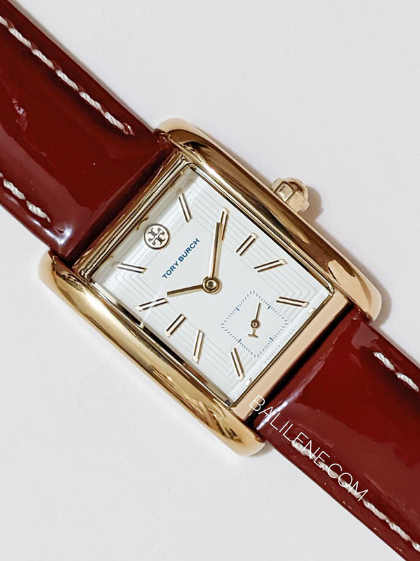 Tory Burch Eleanor Red Patent Leather/Gold-Tone Stainless Steel Watch ...
