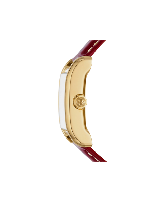 Tory Burch Eleanor Red Patent Leather/Gold-Tone Stainless Steel Watch ...