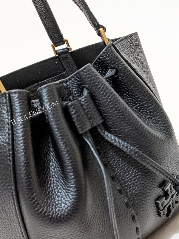 Tory Burch McGraw Mini Drawstring Satchel Bag Black – Balilene
