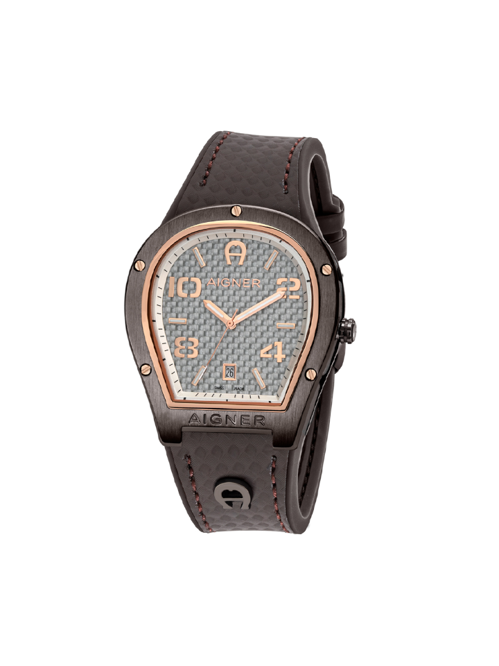 Aigner Roma Gray Dial Leather Strap Dark Brown Watch – Balilene