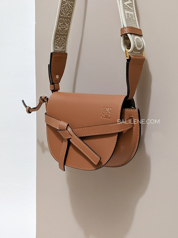 Loewe Mini Gate Dual Bag In Soft Calfskin And Jacquard Tan – Balilene